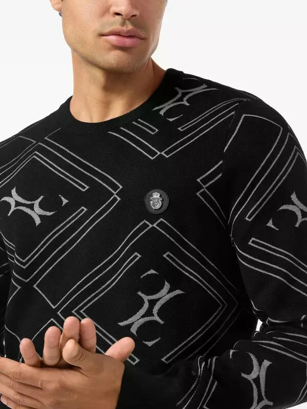 BILLIONAIRE Geometric-pattern Crew-neck Sweater
