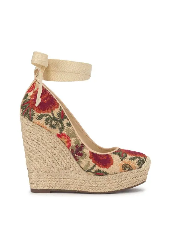 Vince Camuto Zexie Platform Wedge - Floral Raffia