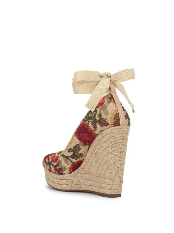 Vince Camuto Zexie Platform Wedge - Floral Raffia