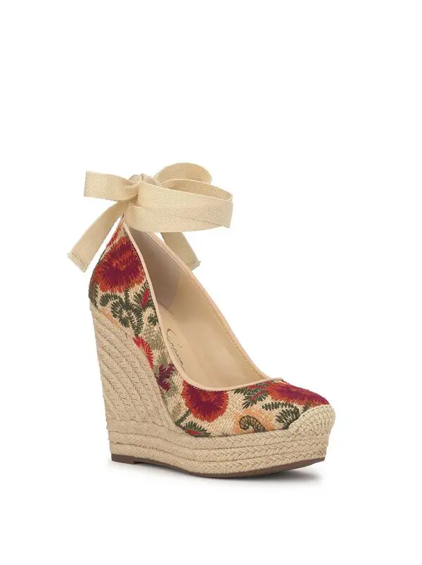 Vince Camuto Zexie Platform Wedge - Floral Raffia