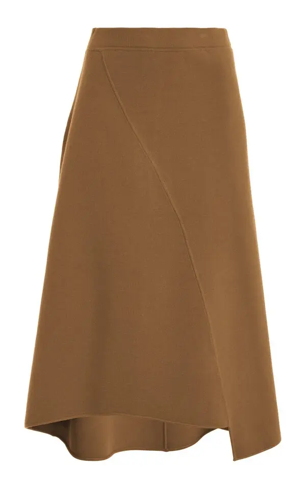 ASHLYN Felix Merino Wool Midi Skirt - Brown