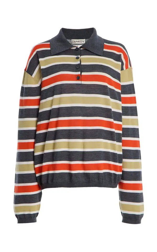 ZANKOV Davidoff Striped Merino Wool Polo - Stripe
