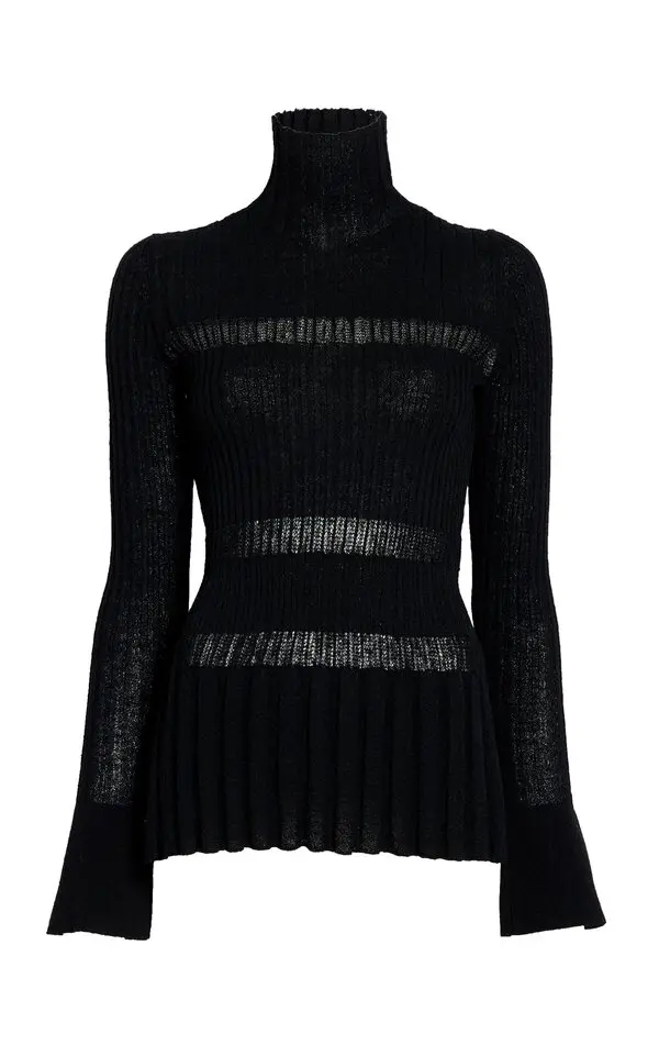 Proenza Schouler Rosario Mock Neck Merino-wool Top - Black