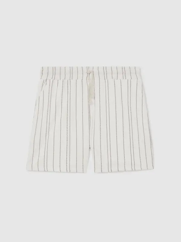 REISS Textured Stripe Drawstring Shorts