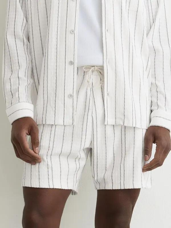 REISS Textured Stripe Drawstring Shorts