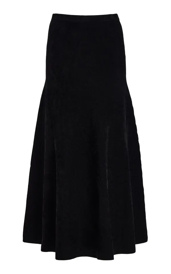 ZANKOV Zander Velvet Midi Skirt - Black