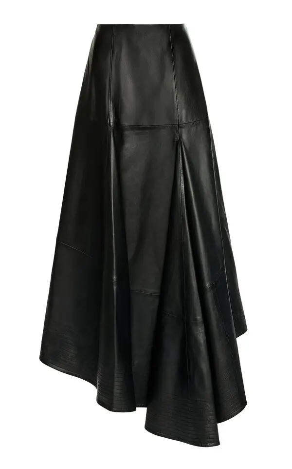 Altuzarra Calloway Leather Midi Skirt - Black