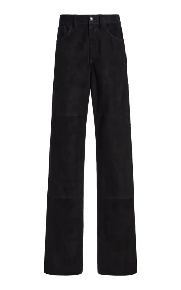 Altuzarra Mills Suede Straight-leg Pants - Black