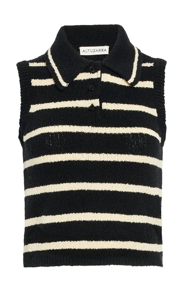 Altuzarra Striped Sleeveless Knit Top With Collar - Stripe