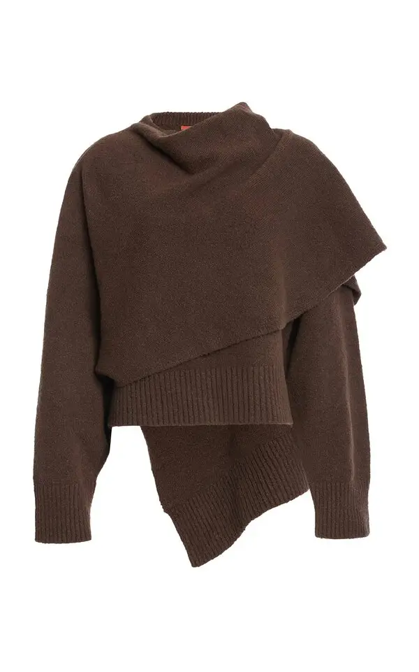 Altuzarra Palmer High Neck Draped Sweater - Brown