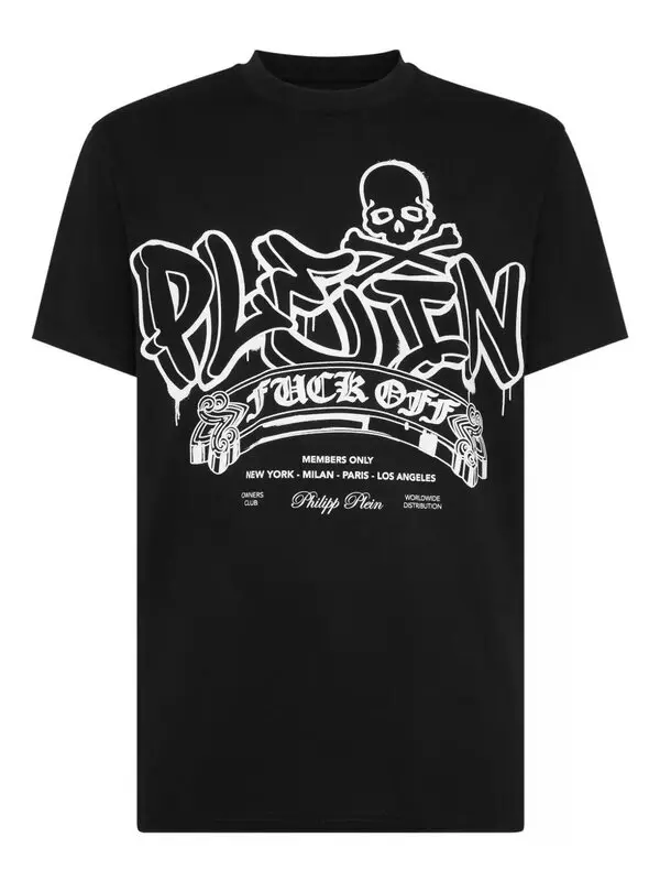 Philipp Plein Round Neck-graffiti T-shirt - Black