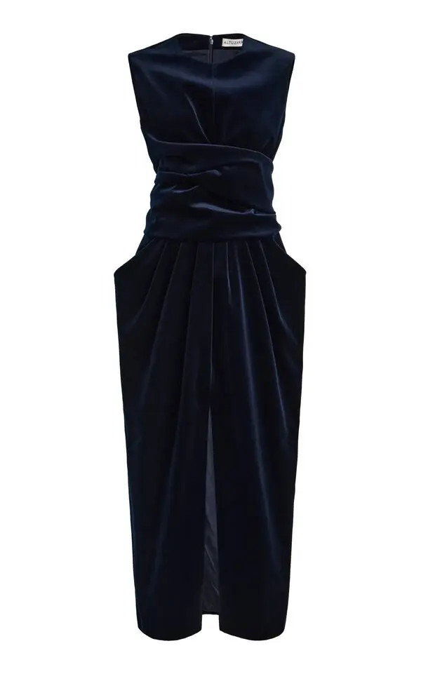 Altuzarra Tippi Cotton-blend Midi Dress - Navy