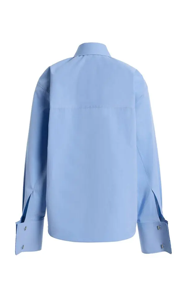 Michael Kors Frayed Cotton Button-down Shirt - Light Blue