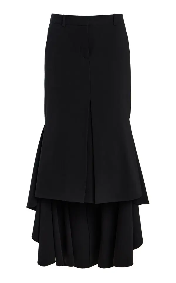 Michael Kors High-low Virgin Wool Maxi Skirt - Black