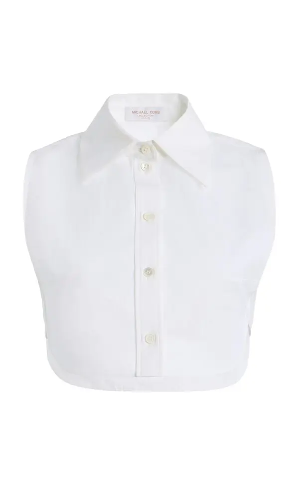 Michael Kors Collared Cotton Dickey Top - White