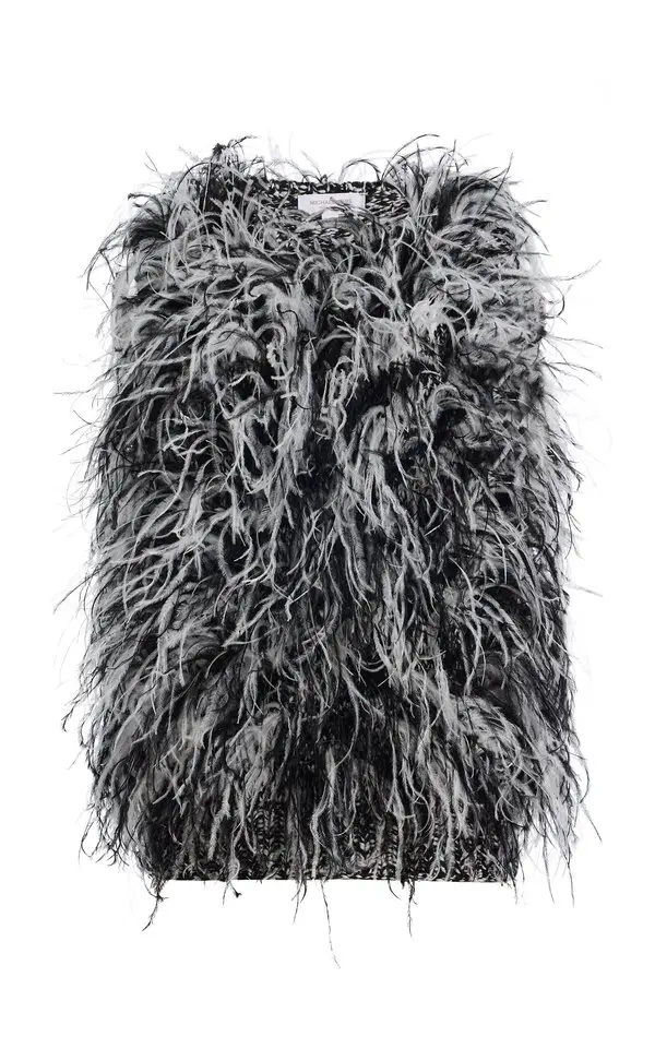 Michael Kors Feathered Wool-blend Shell Top