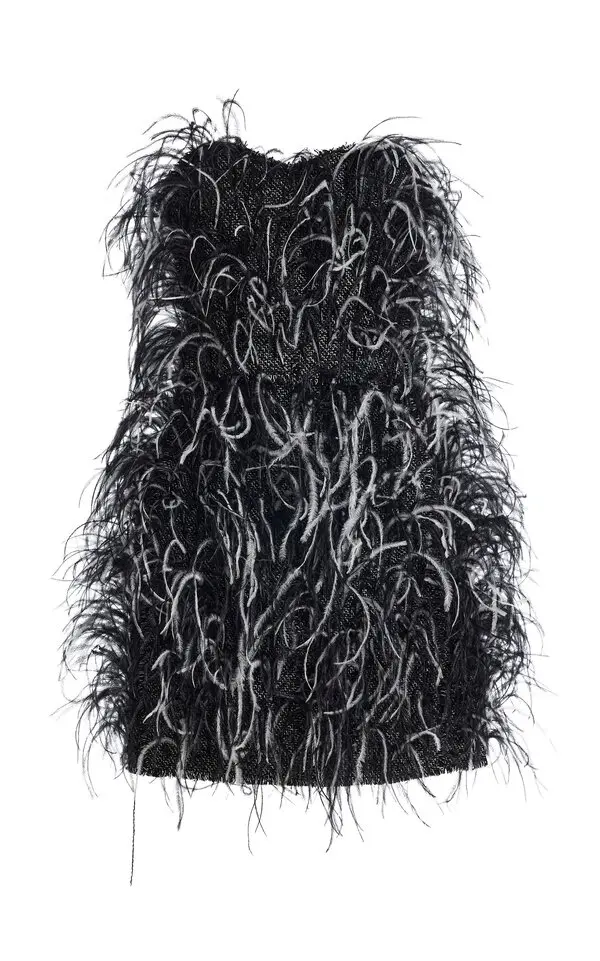 Michael Kors Feathered Wool-blend Mini Dress