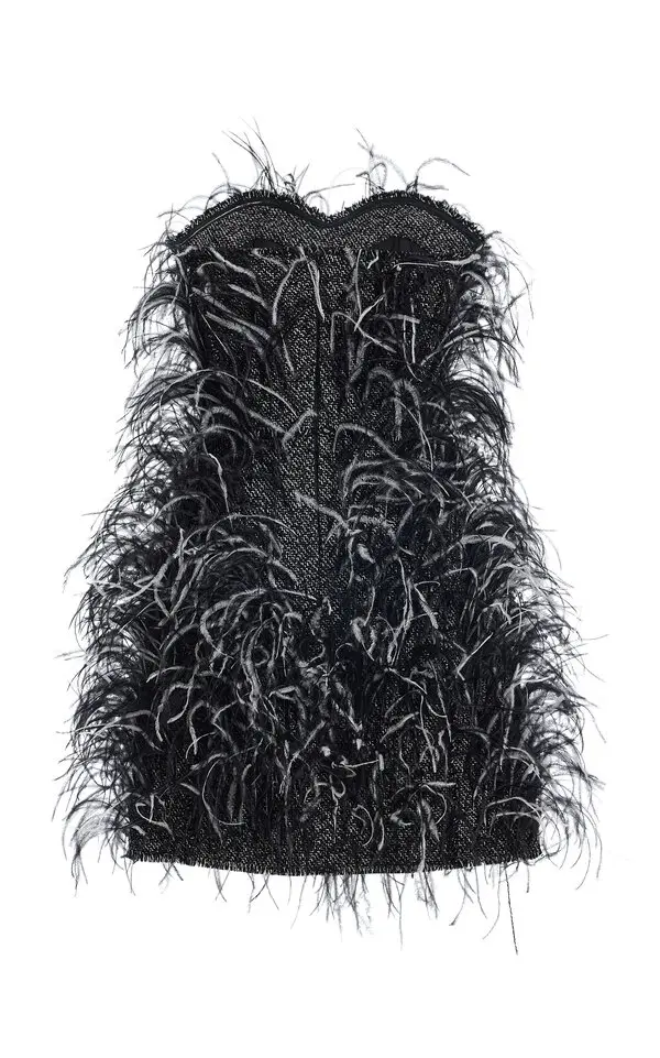 Michael Kors Feathered Wool-blend Mini Dress