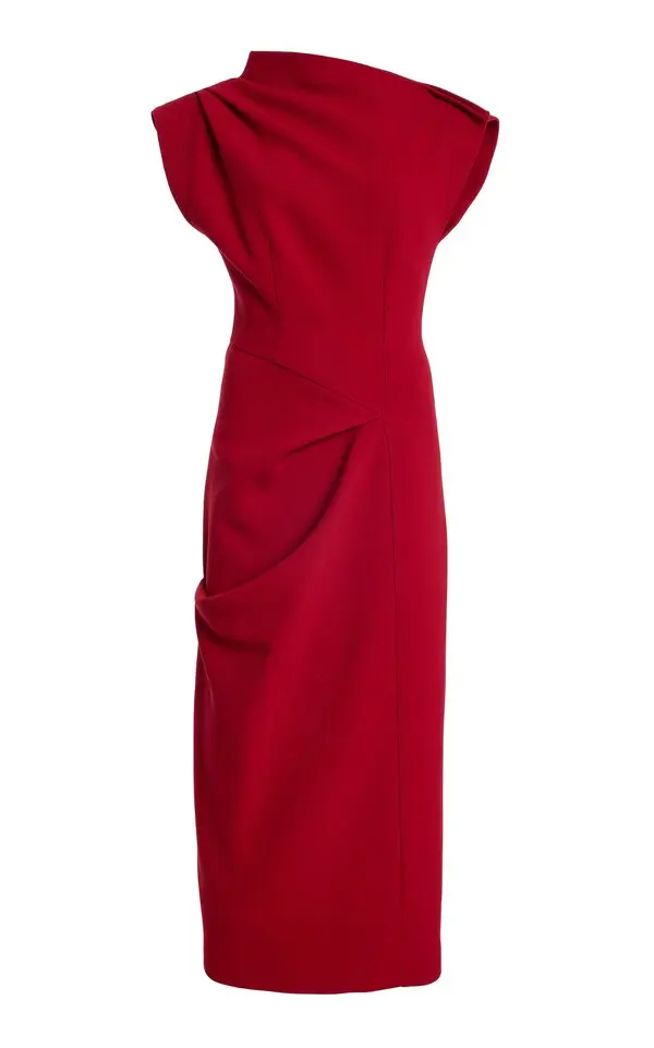 Michael Kors Asymmetric Wool-blend Midi Dress