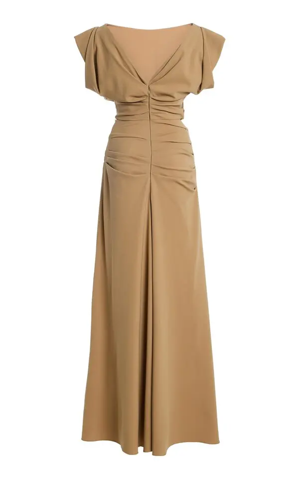 Michael Kors Draped Wool-blend Maxi Dress