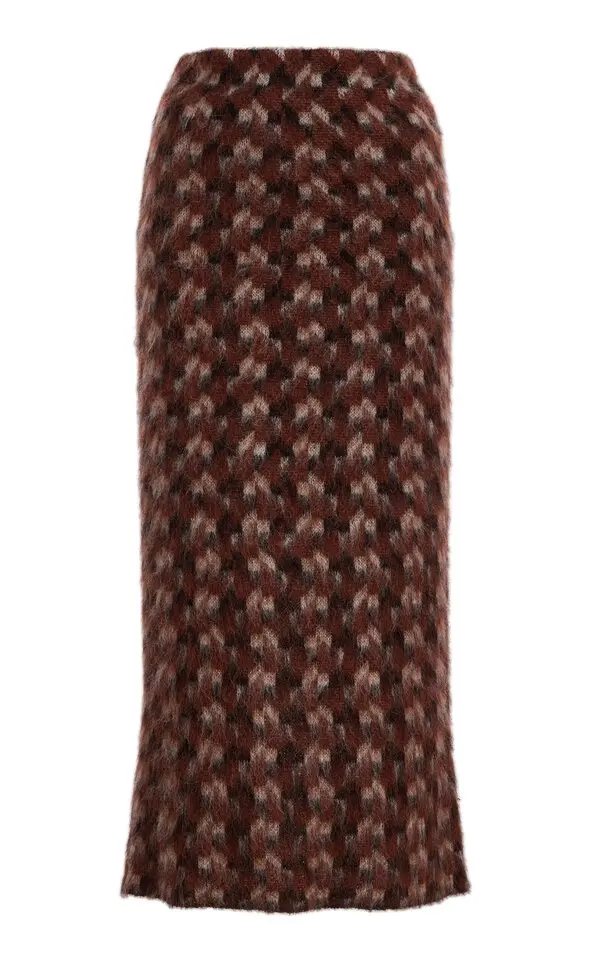 ZANKOV Delphine Mohair-alpaca Midi Skirt - Brown
