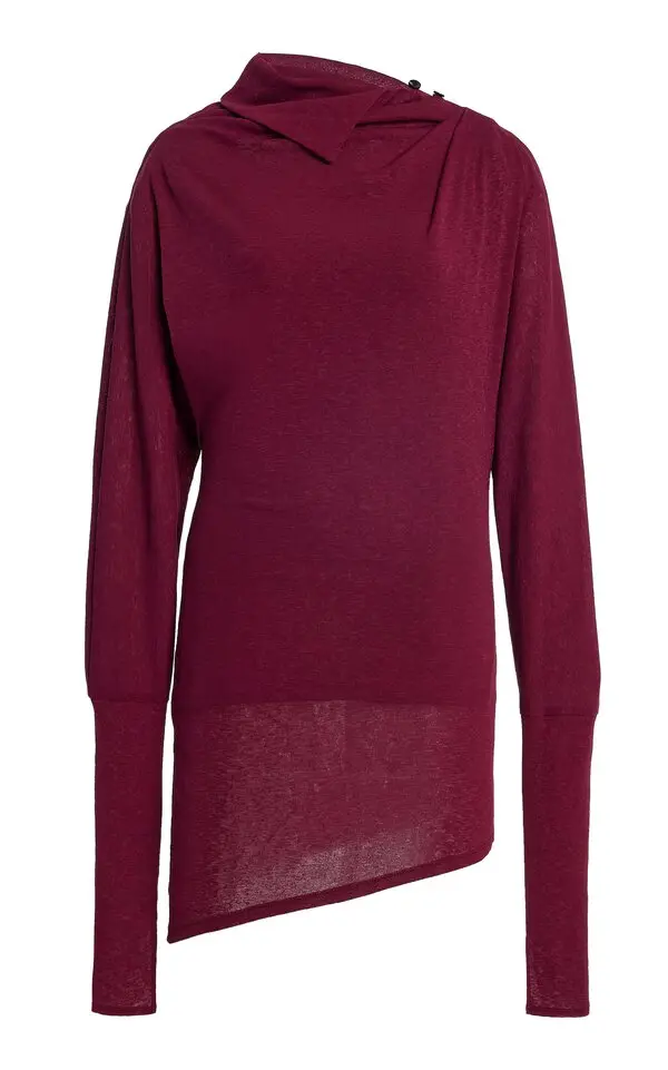 Proenza Schouler Golda Asymmetrical Long Sleeve Top - Burgundy