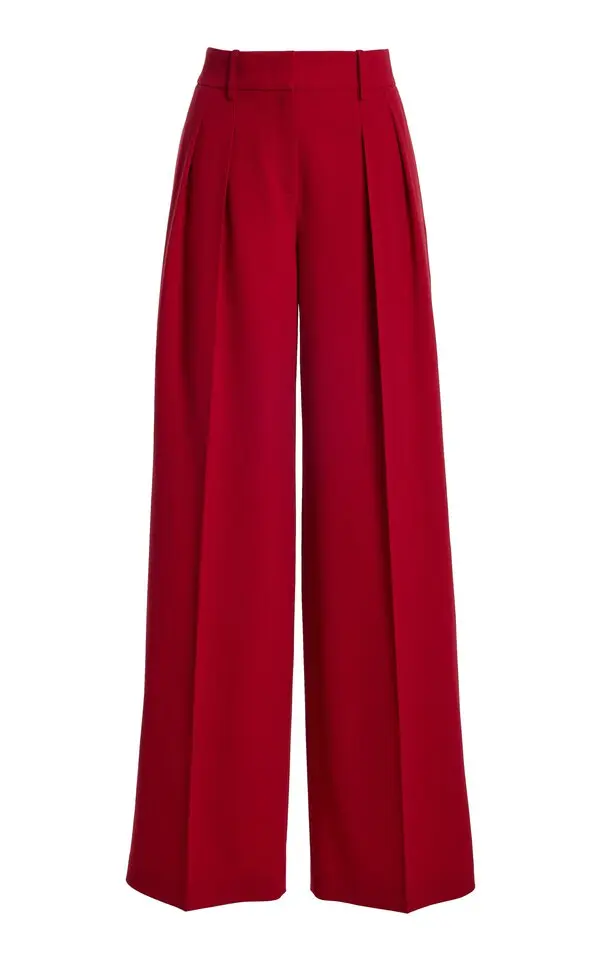 Michael Kors Pleated Wide-leg Pants - Red