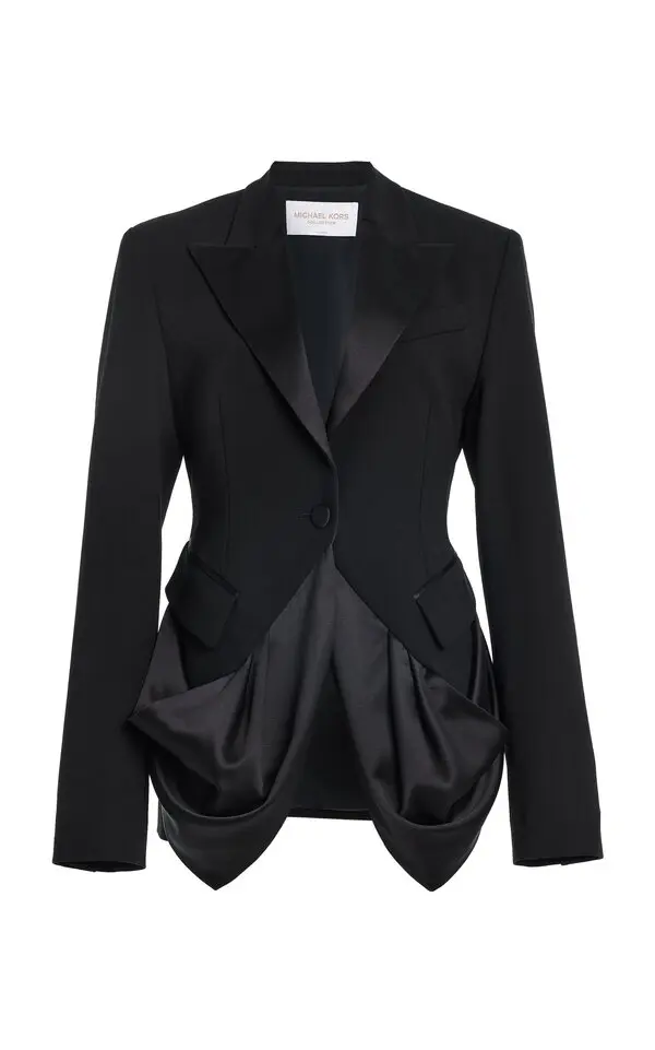 Michael Kors Draped Wool-blend Tuxedo Blazer