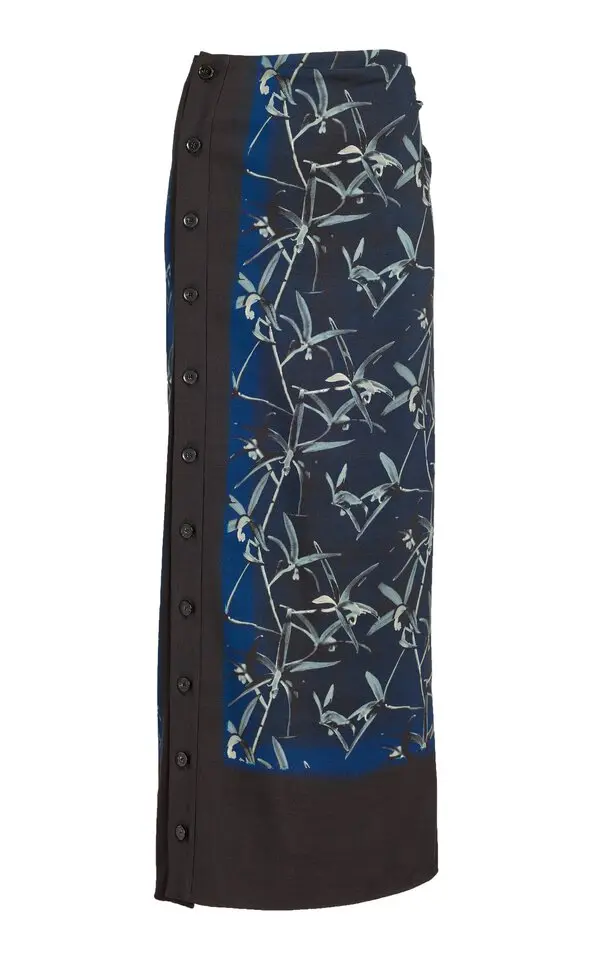 Proenza Schouler Anais Printed Maxi Skirt - Medium Wash