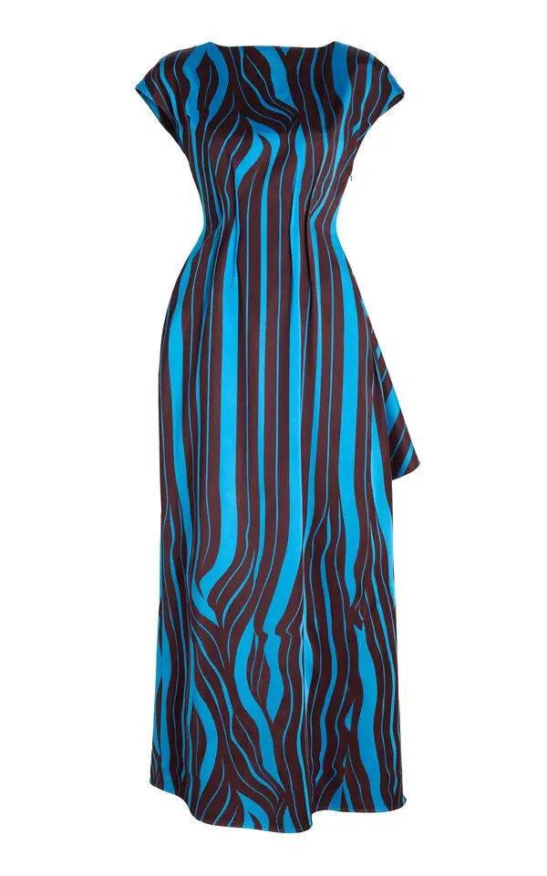 Proenza Schouler Isoria Boat Neck Satin Maxi Dress - Stripe