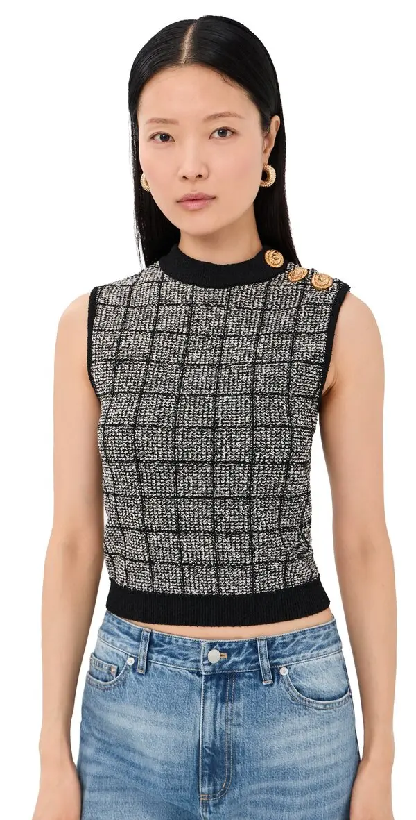 Balmain Classique Maille Top - Black/natural