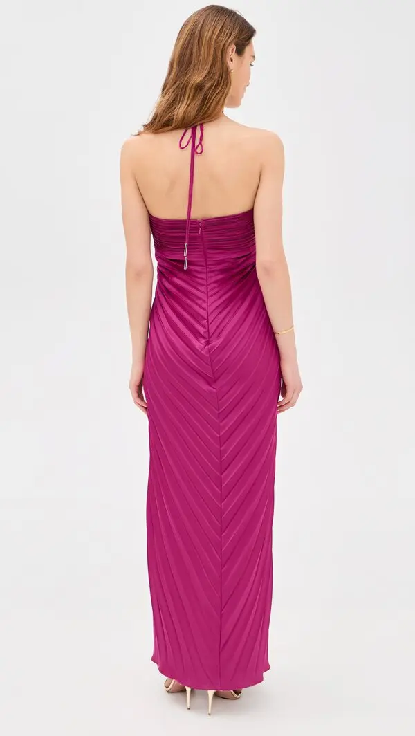 AMUR Pleated Halterneck Gown - Nectar