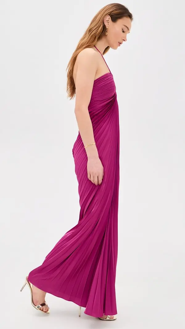 AMUR Pleated Halterneck Gown - Nectar