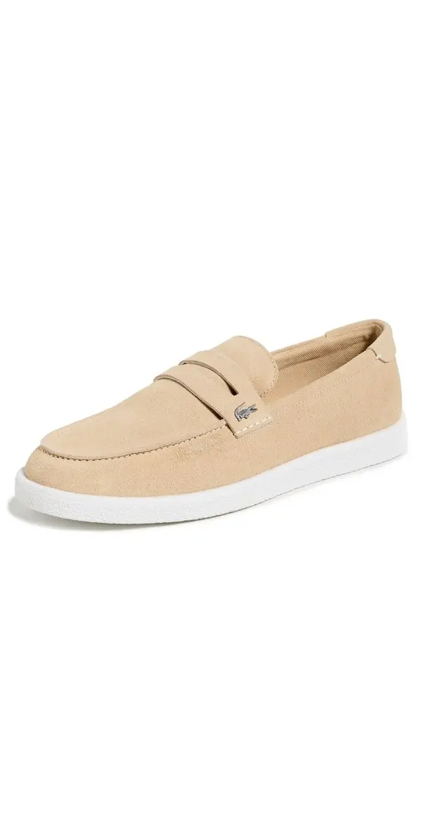 Lacoste Suede Slip-on Loafers - Nat/wht