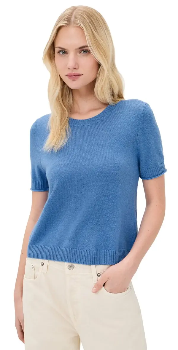 Splendid Emerson Short Sleeve Sweater - Perfect Blue
