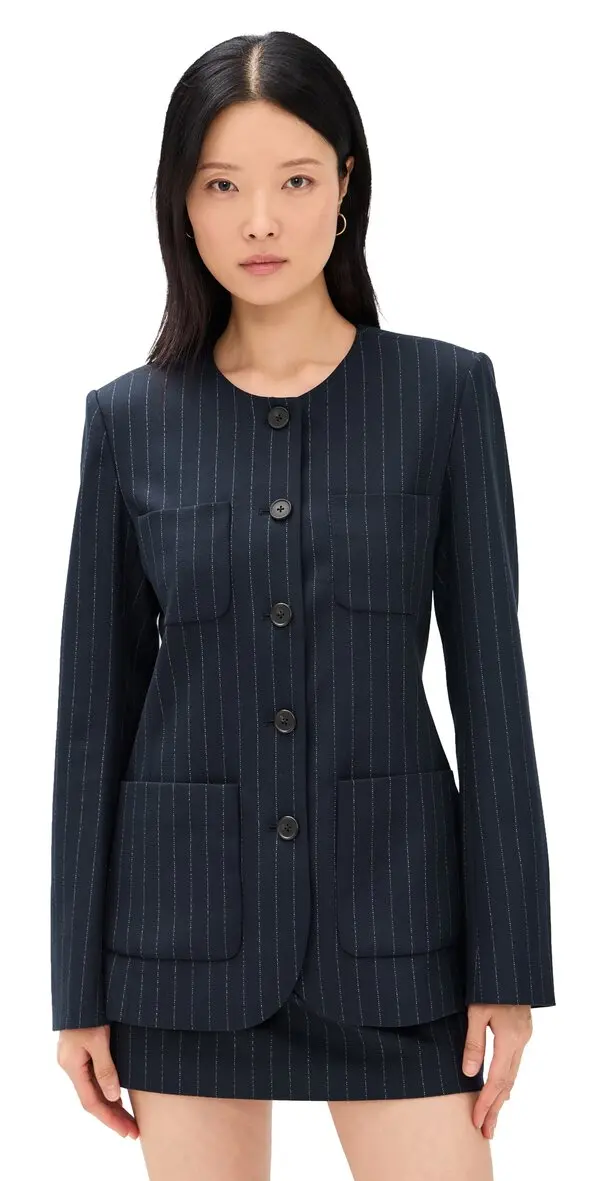 FAVORITE DAUGHTER The Busy Jacket - Navy Pinstripe