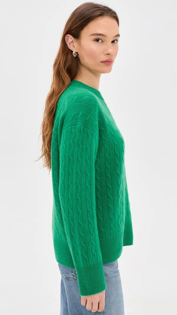 ALEX MILL Crew Neck Cable Sweater In Cashmere
