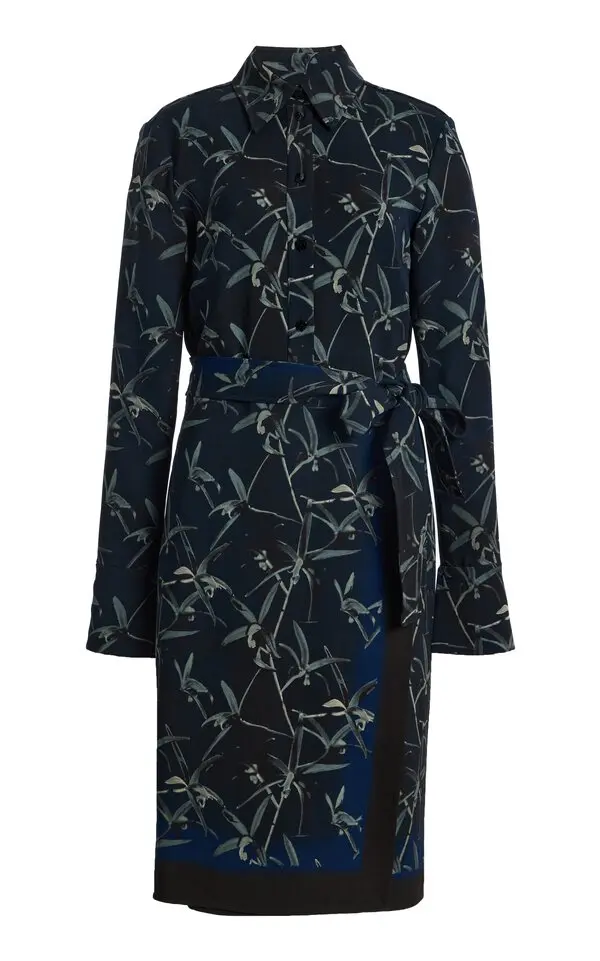 Proenza Schouler Solis Midi Printed Shirt Dress - Blue
