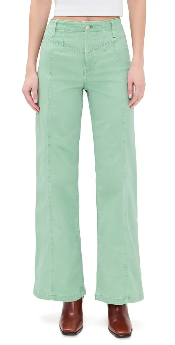 Free People Libre Wide Leg Jeans - Cameo Green