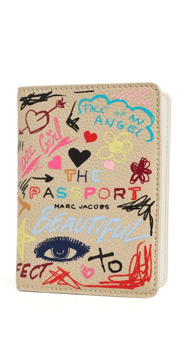 Marc Jacobs The Punk Scribble Passport Case - Beige Multi