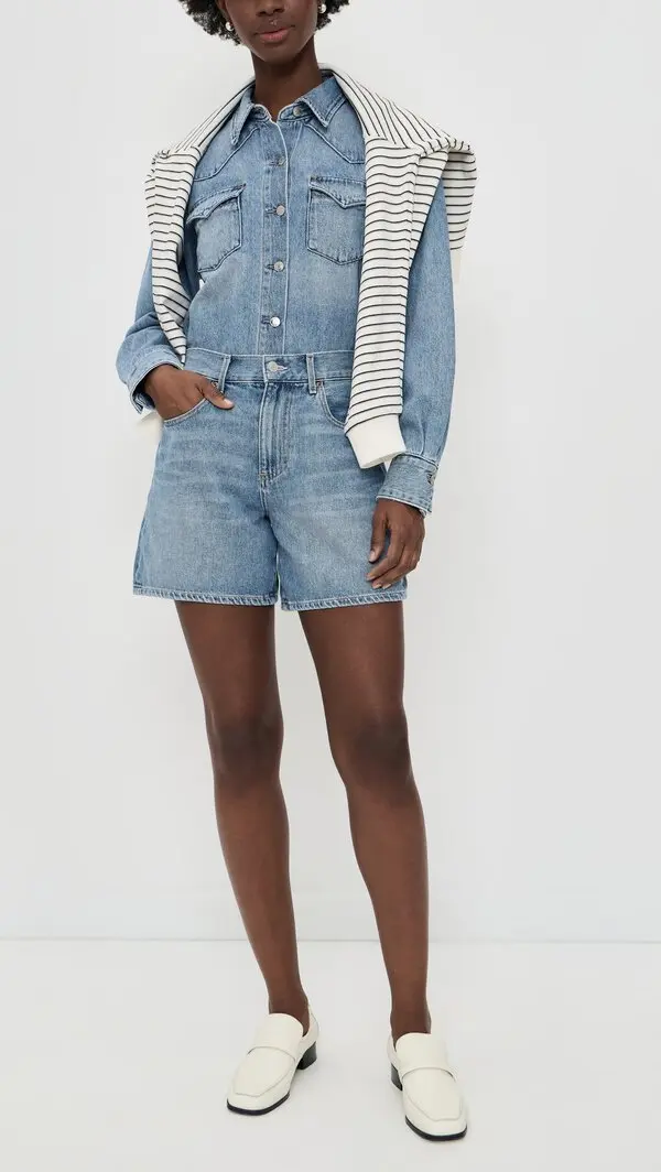 LE JEAN Frida High-rise Denim Shorts