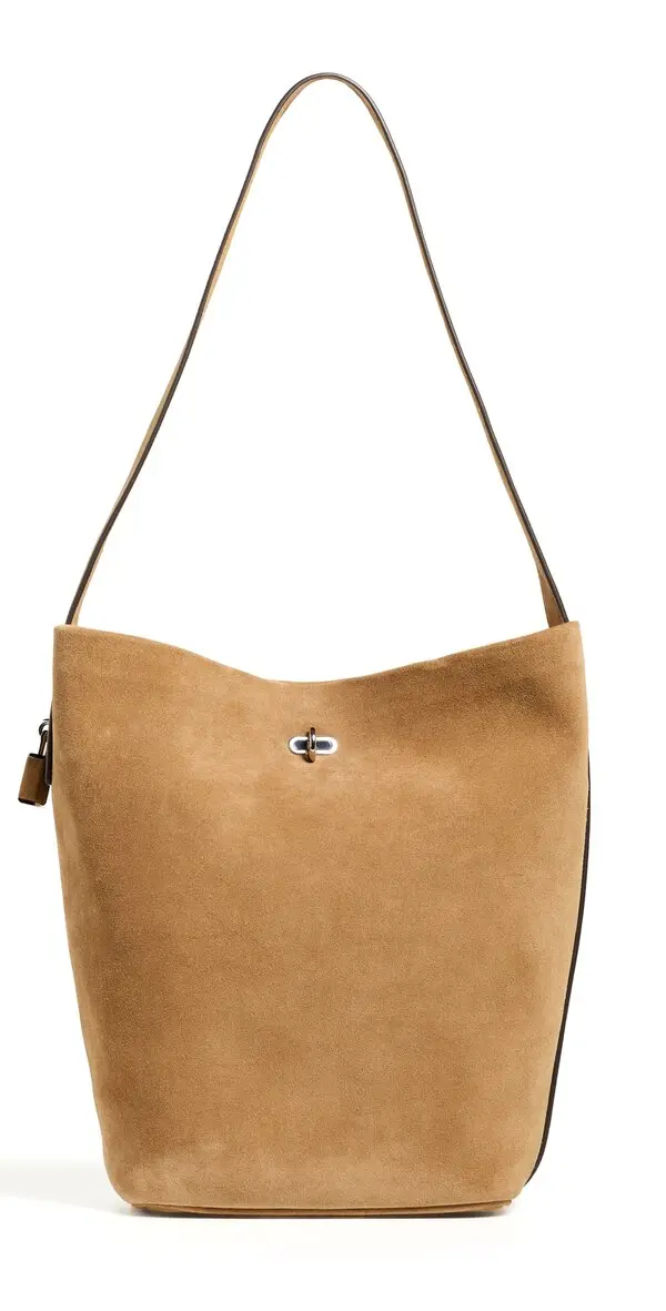 Tory Burch Suede Slim Bucket Bag - Toffee
