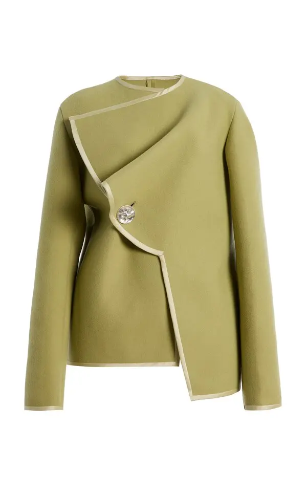 ZANKOV Anderson Wool Draped Jacket - Lime Green