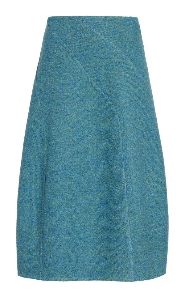 Proenza Schouler Gaelle Seamed Wool-blend Midi Skirt - Green