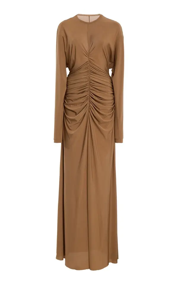 ASHLYN Devon Draped Gown - Tan