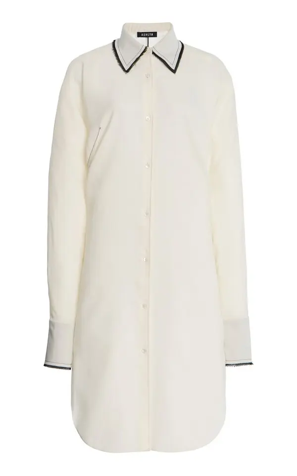 ASHLYN Bray Wool-blend Shirt Dress - Off-white