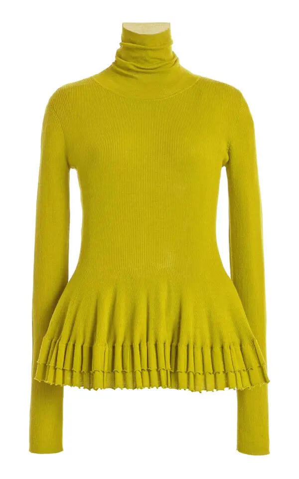 ASHLYN Merritt Merino Wool-silk Turtleneck - Yellow