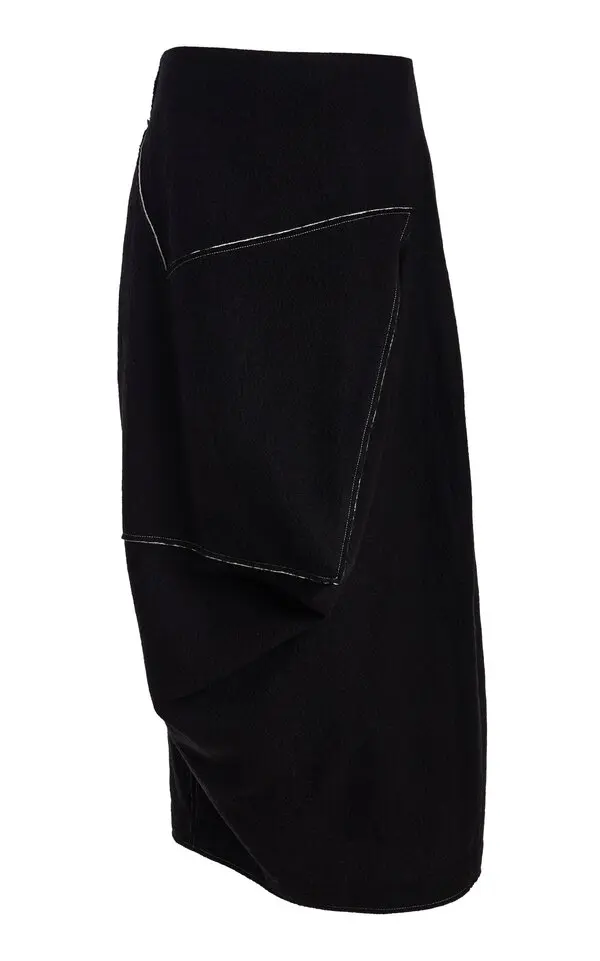 ASHLYN Luan Virgin Wool Maxi Skirt - Black