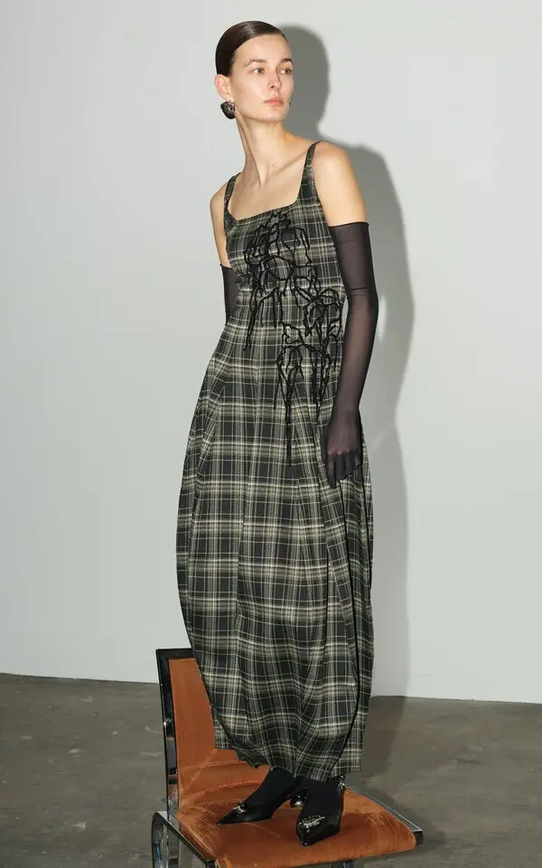 CHORUS Lucien Plaid Maxi Dress