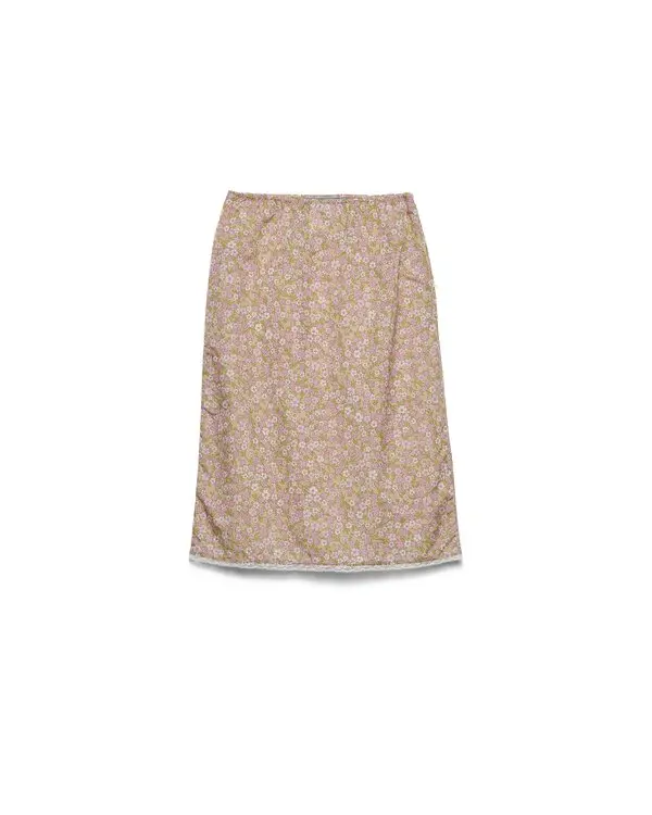 Prada Floral Print Re-nylon Midi-skirt - Pink
